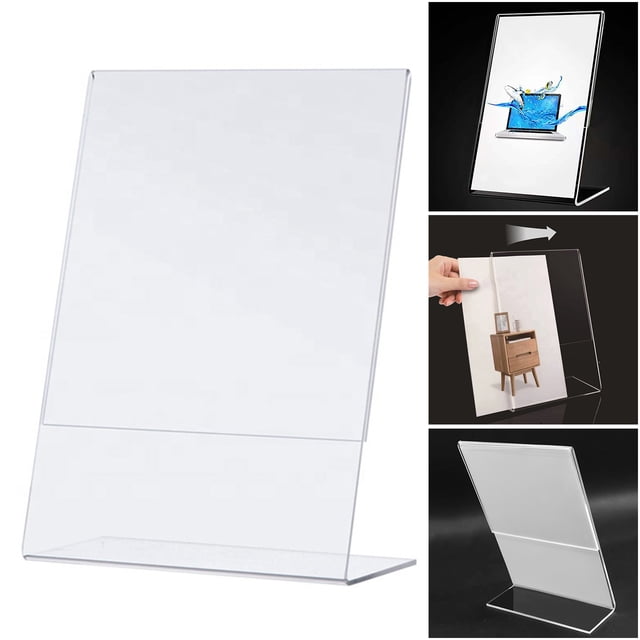 Pnellth 3Pcs Acrylic Sign Holder Clear Durable Water-Resistant Slanted ...