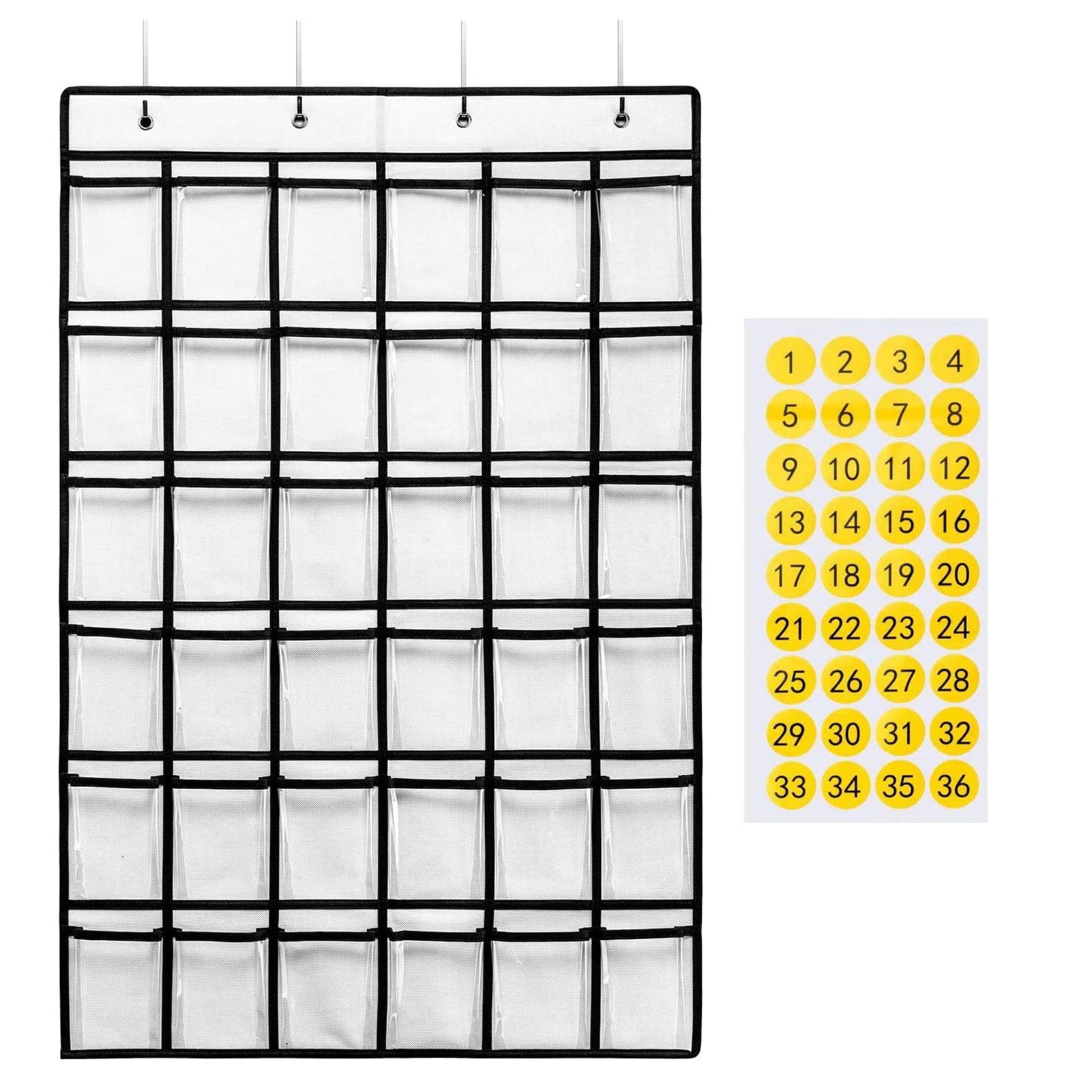 Pnellth Classroom Hanging Organizer 36 Pocket with Number Stickers Cell ...