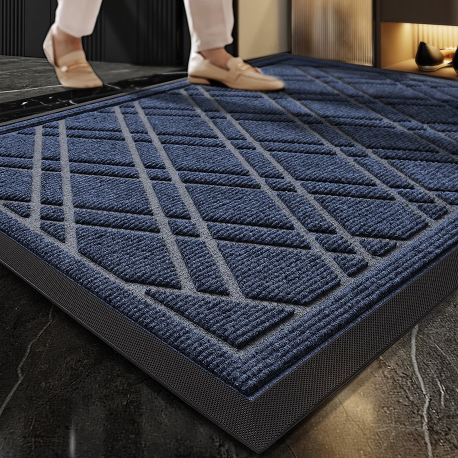 Pnellth Entry Door Mat Dirt Trapper Modern Geometric Rectangle Anti ...