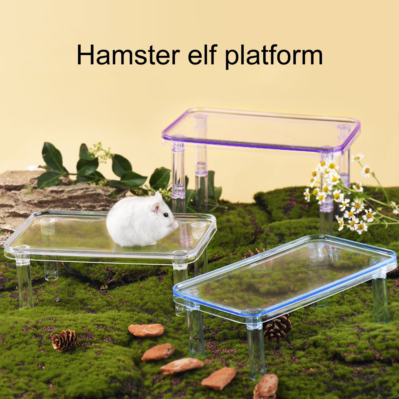 Pnellth Hamster Platform Detachable Decorative Landscaping Clear Food ...