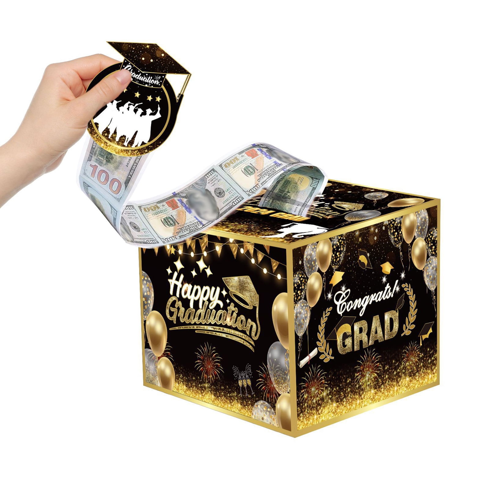 Pnellth Happy Graduation Money Box with Clear Bag Pull Type Thick Paper ...