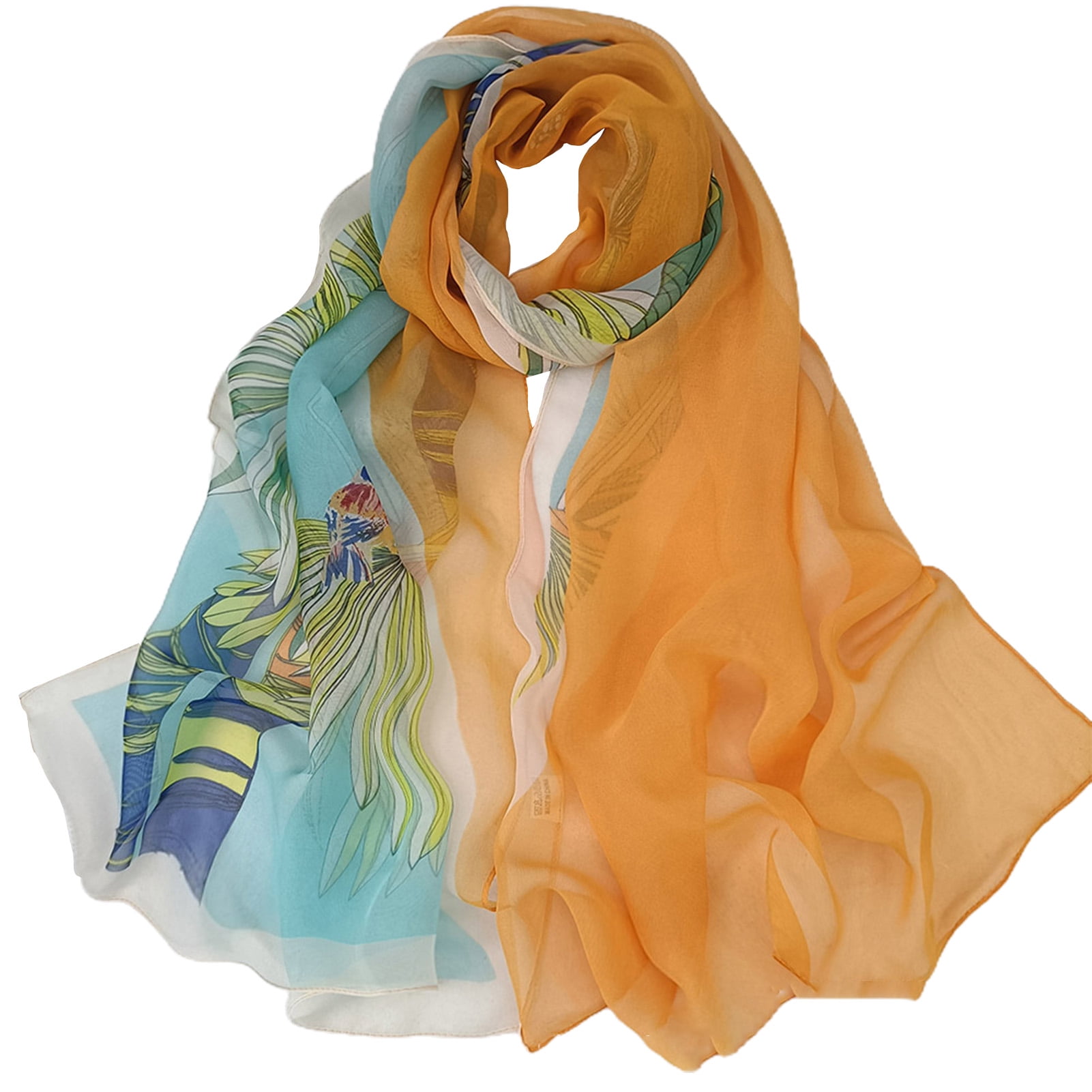 Pnellth Lady Scarf Floral Print Sunscreen See-through Ultra-thin Soft ...