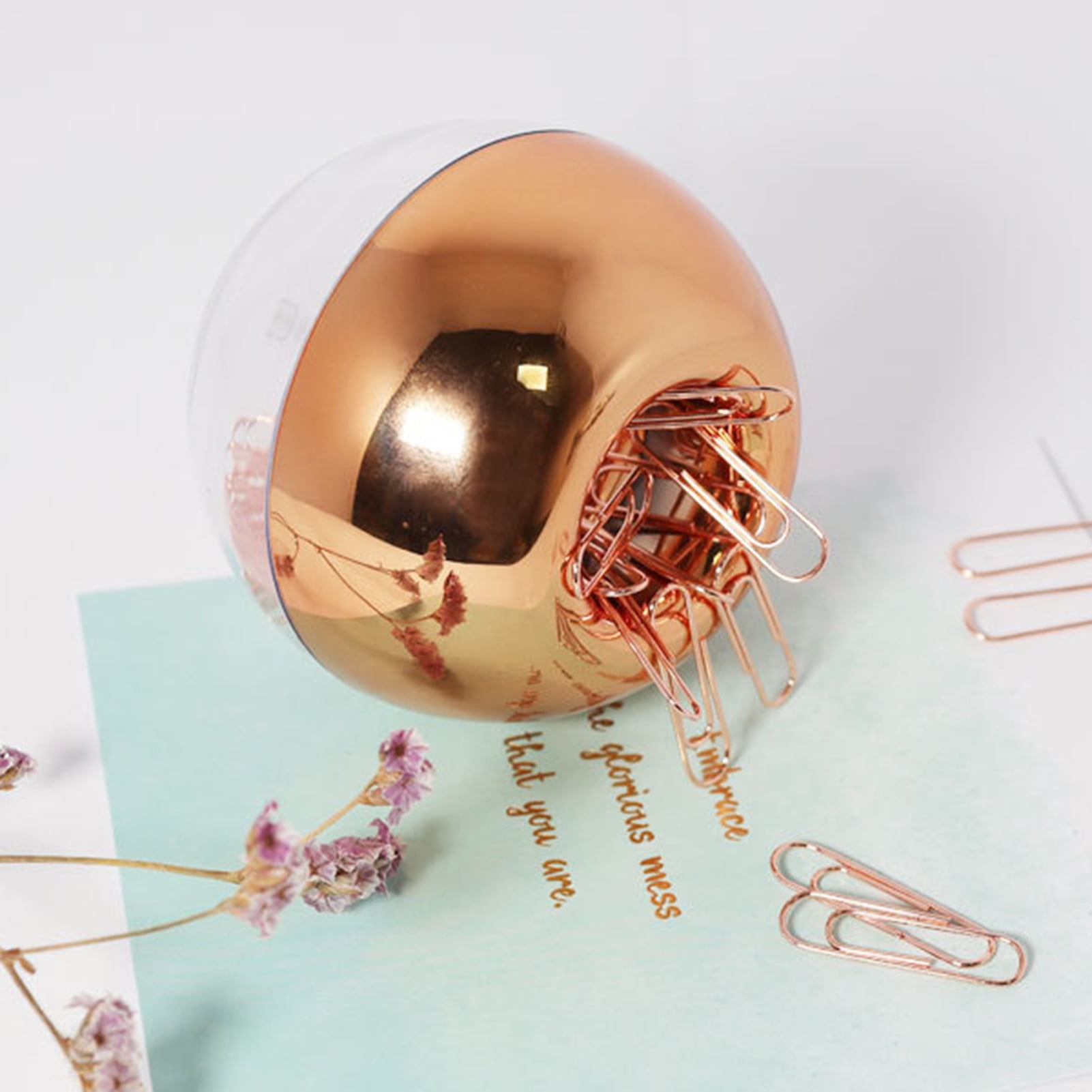 Pnellth Magnetic Paper Clip Holder with 100 Clips Marble Metallic Shine ...