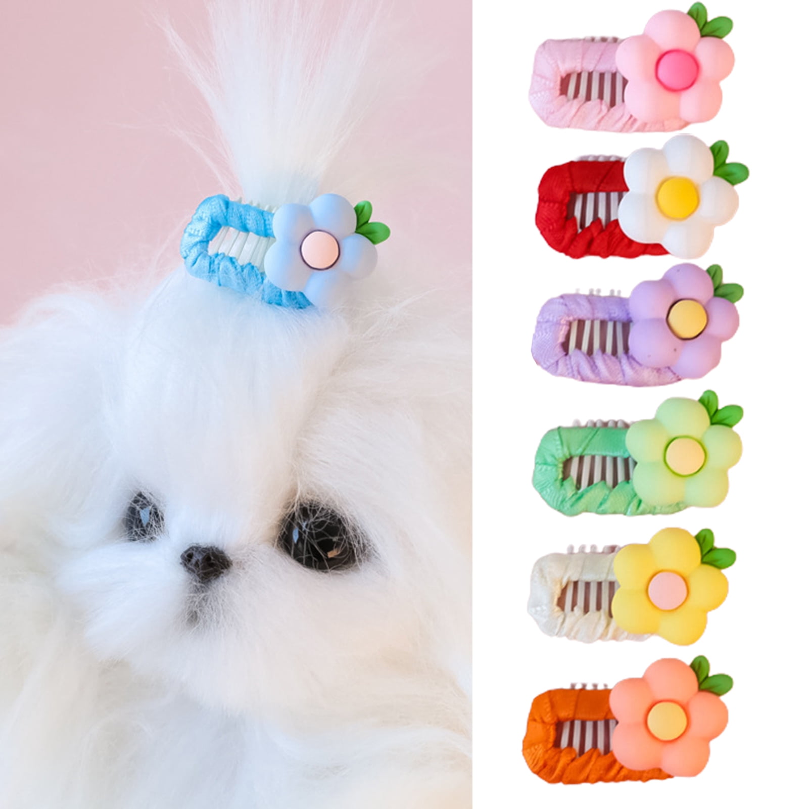 Pnellth Pet Hair Clip 3D Flower Dog Hairpin Princess Cat Floral Petal ...