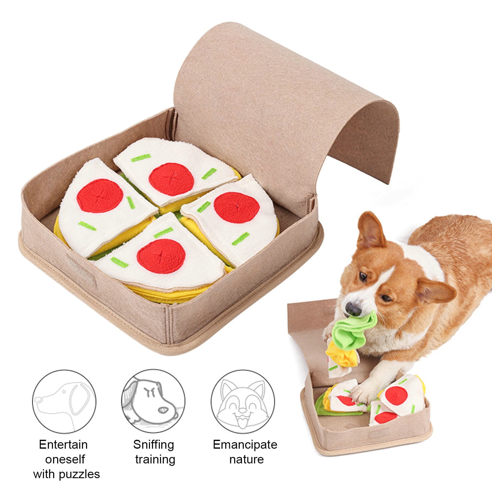 Pnellth Pet Sniff Toy Pizza Shape Dog Puzzle Toy Relieve Stress Puppy ...