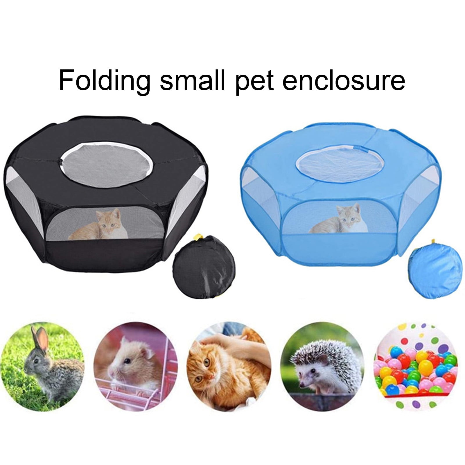 Pnellth Pet Tent Portable Small Animal Playpen with Top Cover Foldable ...