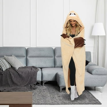 Catalonia Women's Poncho Cape, Sherpa Fleece Cloak Coat, Snuggly Hooded ...