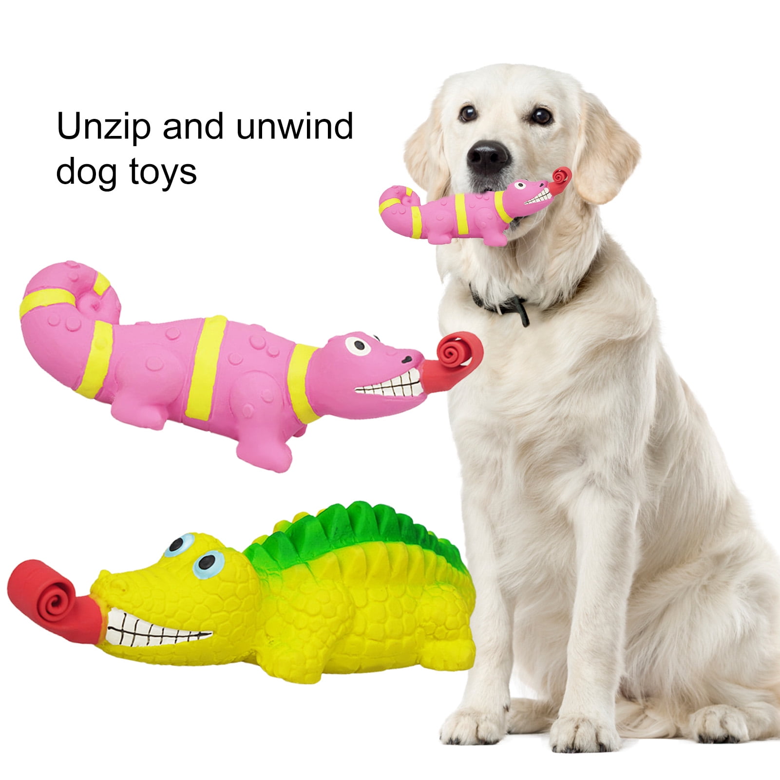 Pnellth Squeaky Interactive Dog Toy Lizard/Crocodile Shape Stress ...