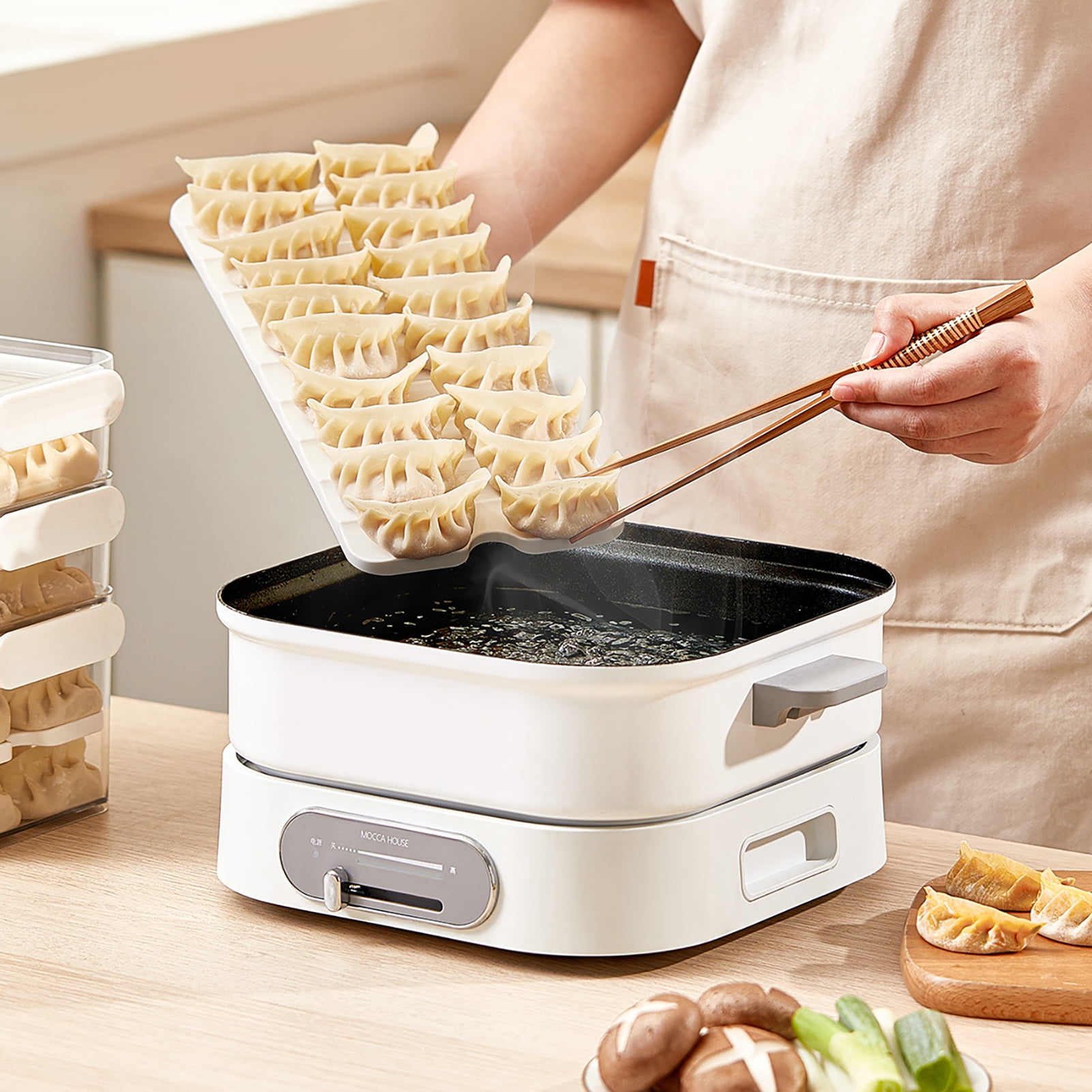 Pnellth Transparent Dumpling Box Single/Double Layer Stackable Large ...