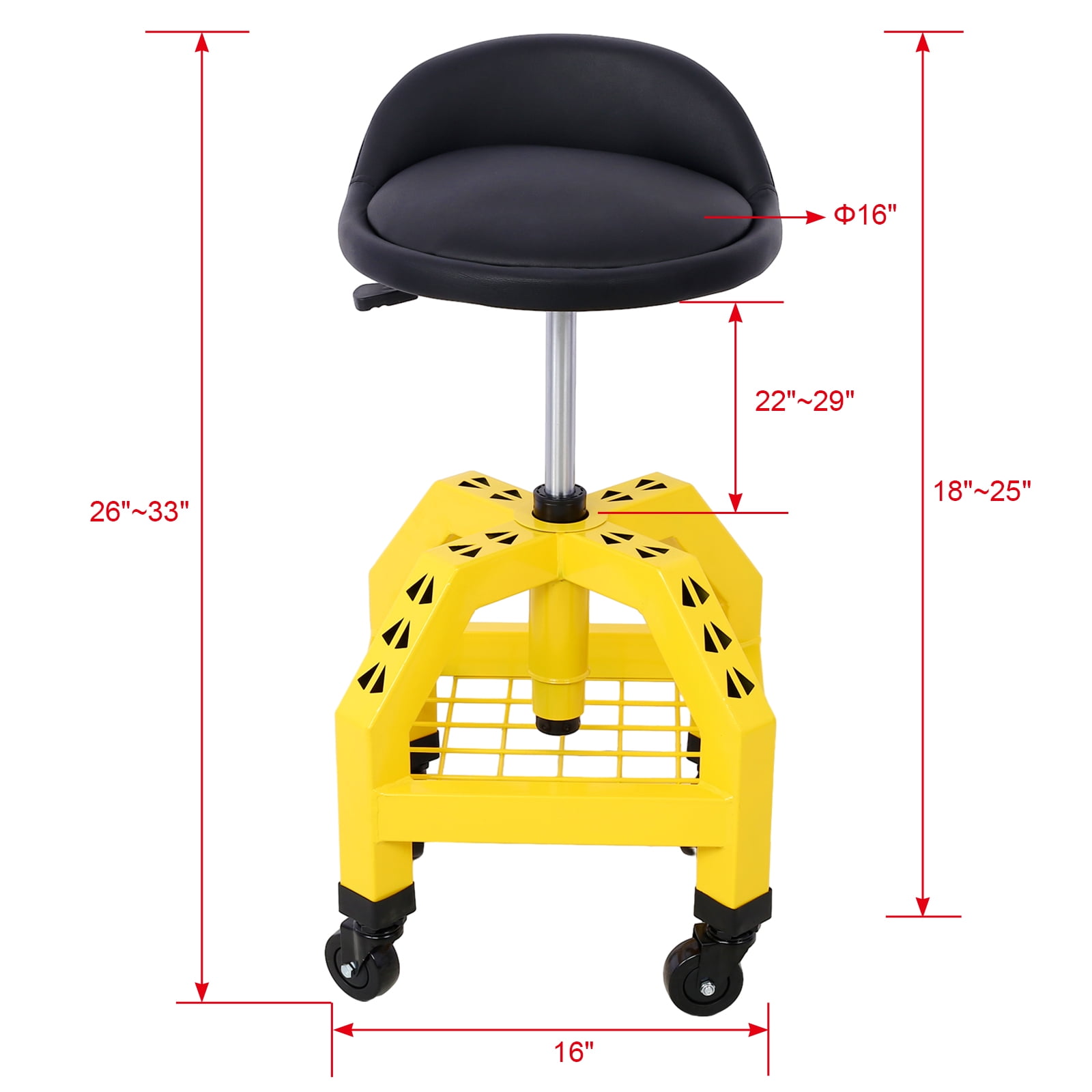 Pneumatic 360 Degree Swivel Stool,Mechanics Rolling Creeper Seat,Heavy ...