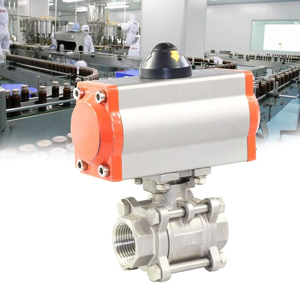 Pneumatic Actuated Ball Valve, 1/2'' 3-Piece Single Acting Air Actuated ...