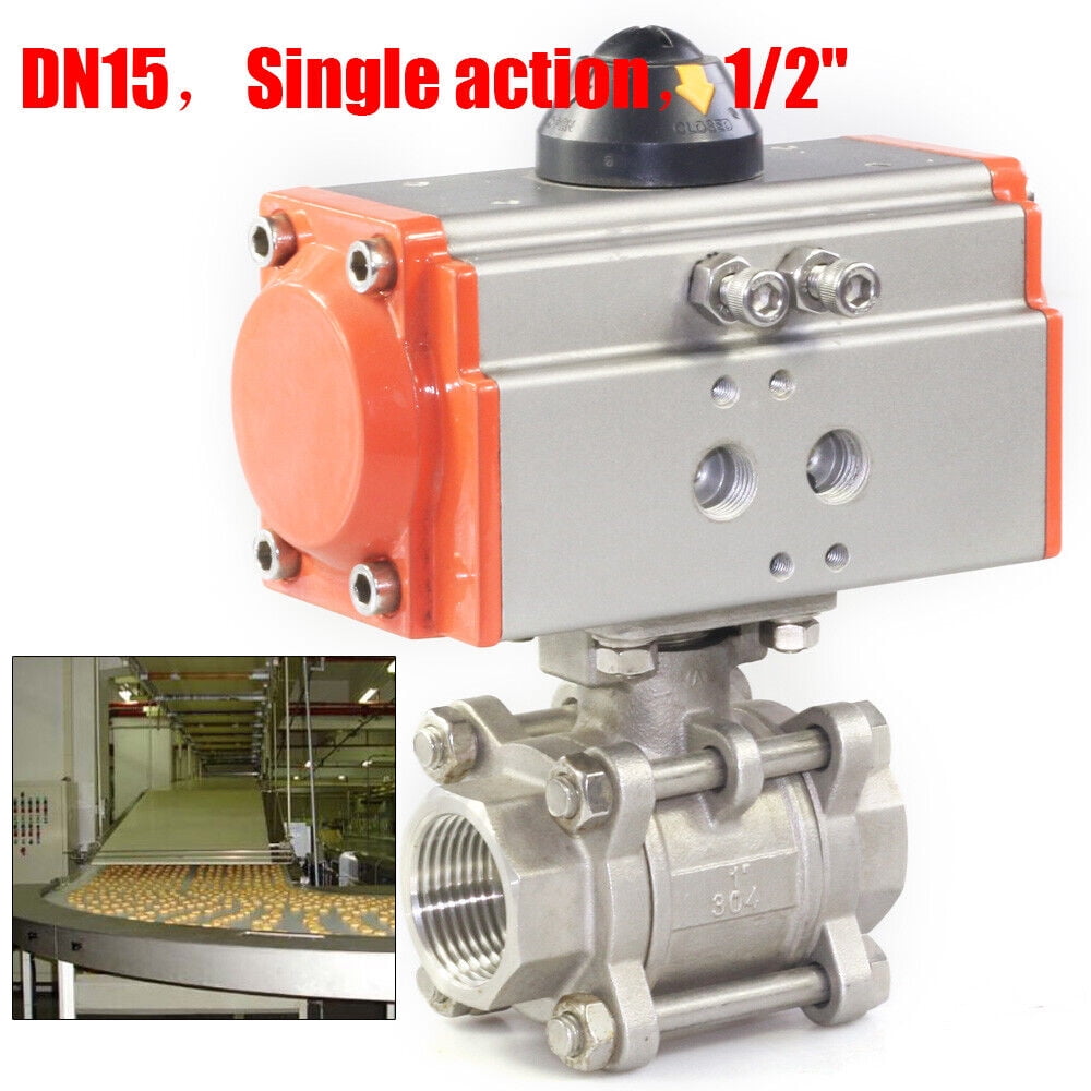 Pneumatic Actuated Ball Valve 1/2" NPT 3-Piece Pneumatic Ball Valve ...