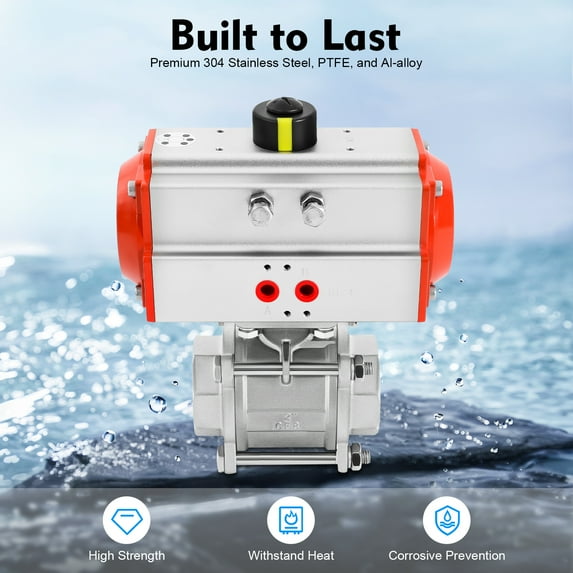 Pneumatic Air Actuated Stainless Ball Valve Single Acting Spring Return ...