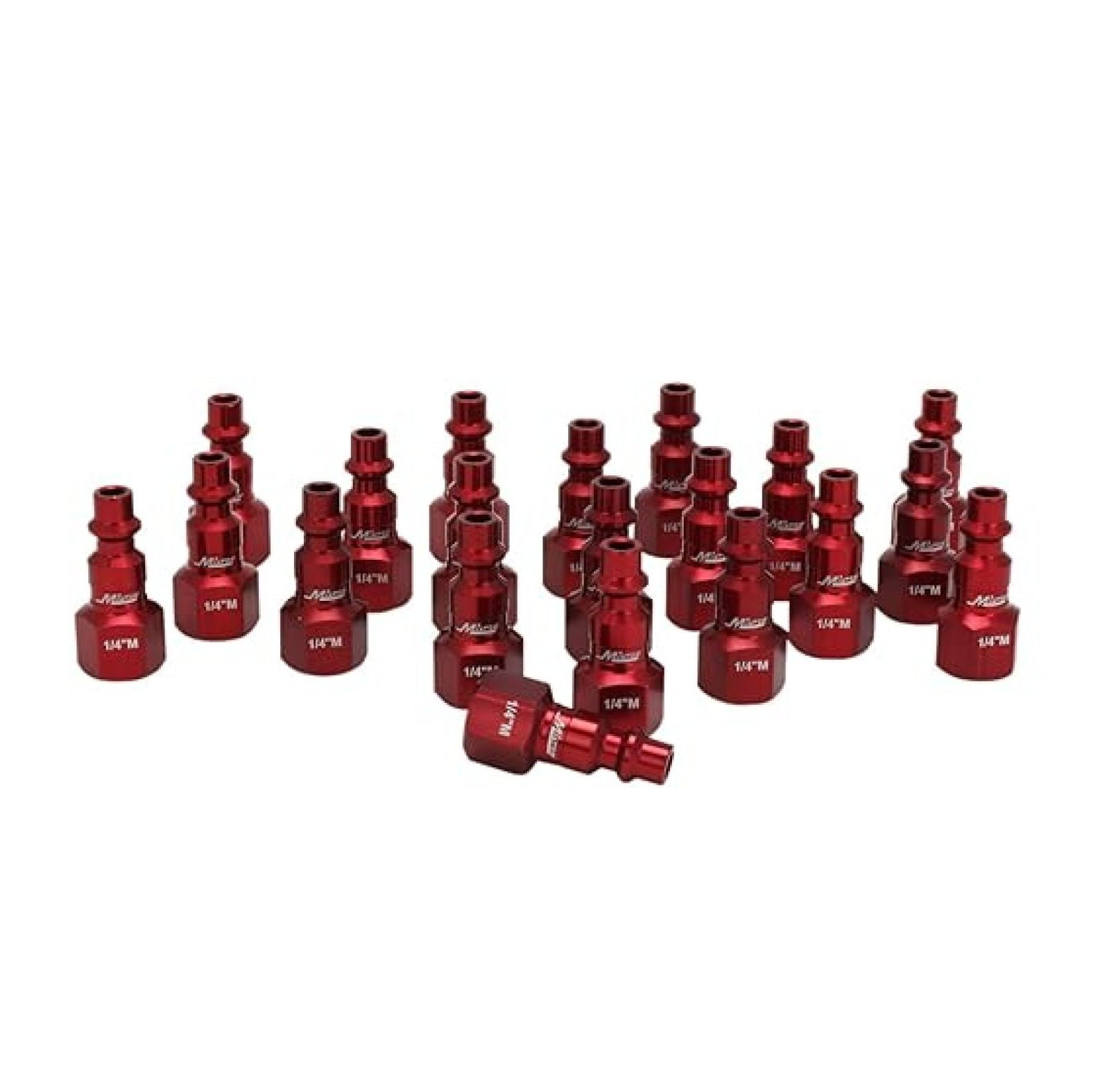 Pneumatic Air Couplers - 1/4" NPT Female, M-Style Red Plugs (20-Pack ...