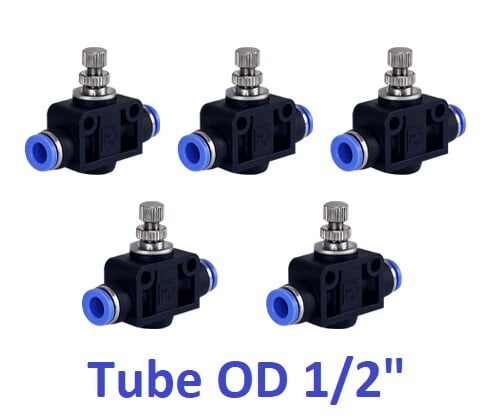 Pneumatic Air Flow Speed Control VALVES Tube OD 1/2" Inch Push In ...