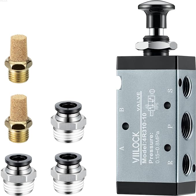 Pneumatic Air Hand Lever Valve, 5 Way 2 Position 3/8”NPT Solenoid Valve ...