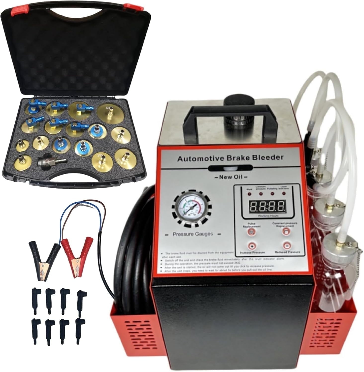 Pneumatic Brake Bleeder Kit | 4 x 800ml Recovery Bottle + 16 Adapters ...
