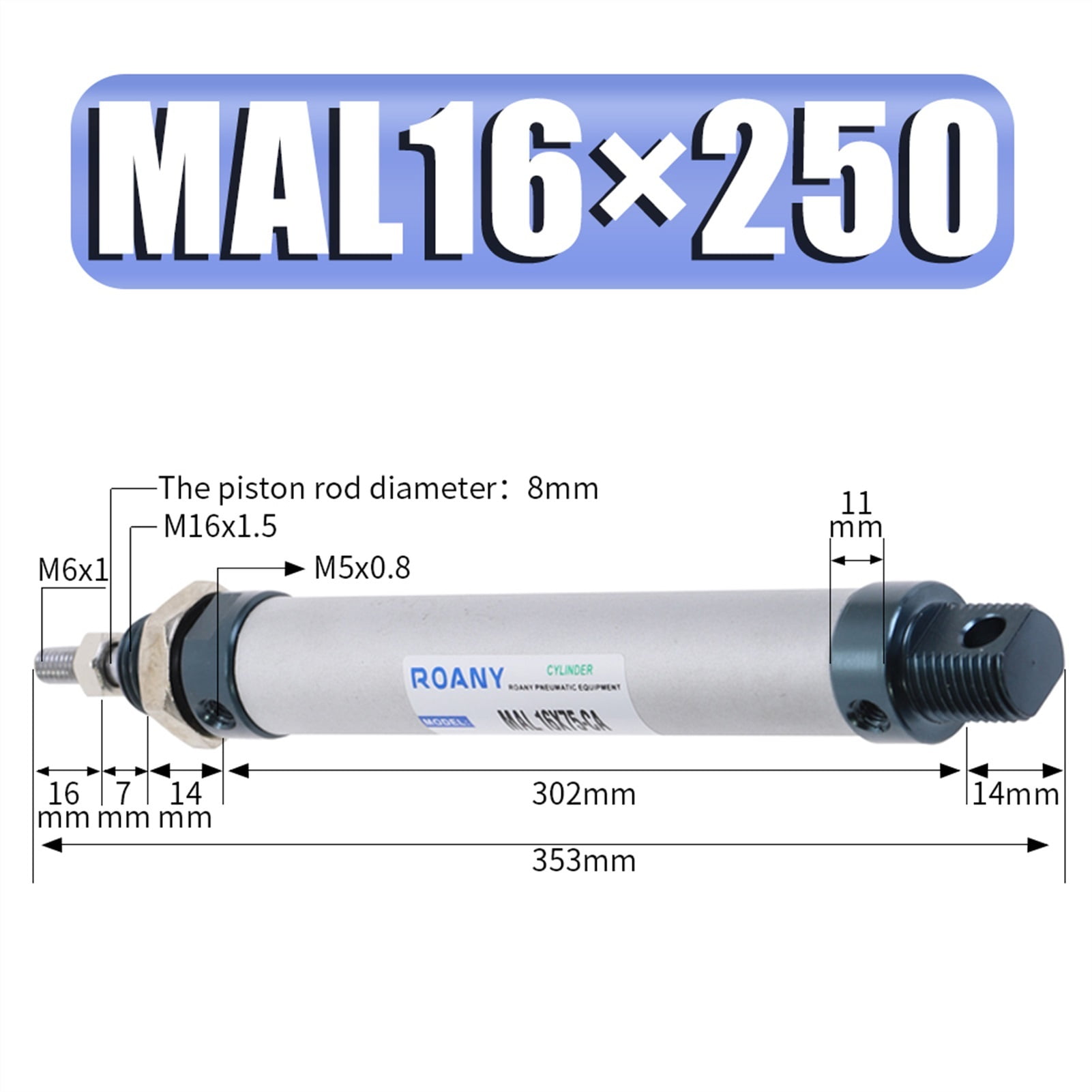 Pneumatic Cylinder Bore 25-500mm Stroke Single Lever Pneumatic Air ...