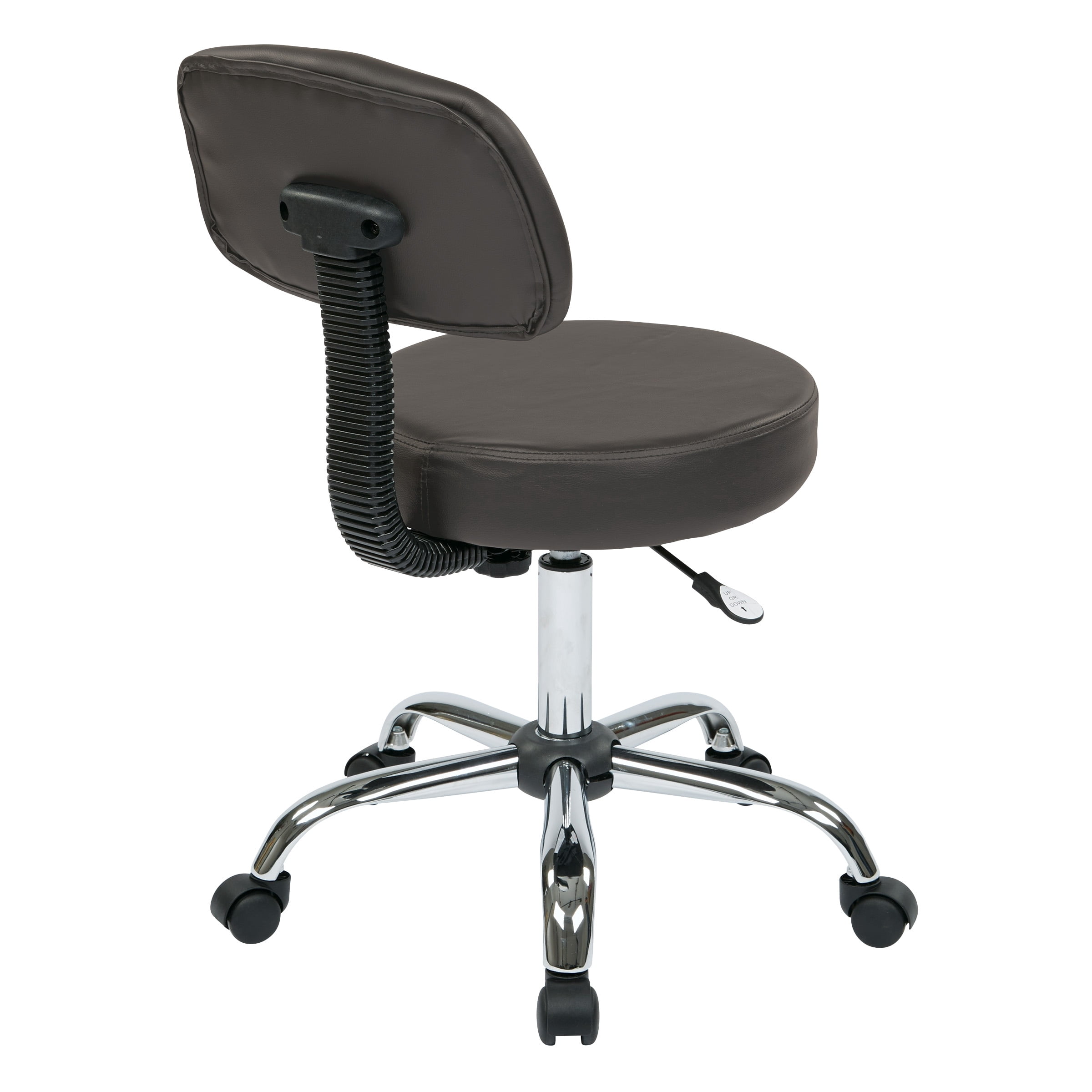 Pneumatic Drafting Chair in Gray Vinyl with Heavy Duty Chrome Base ...