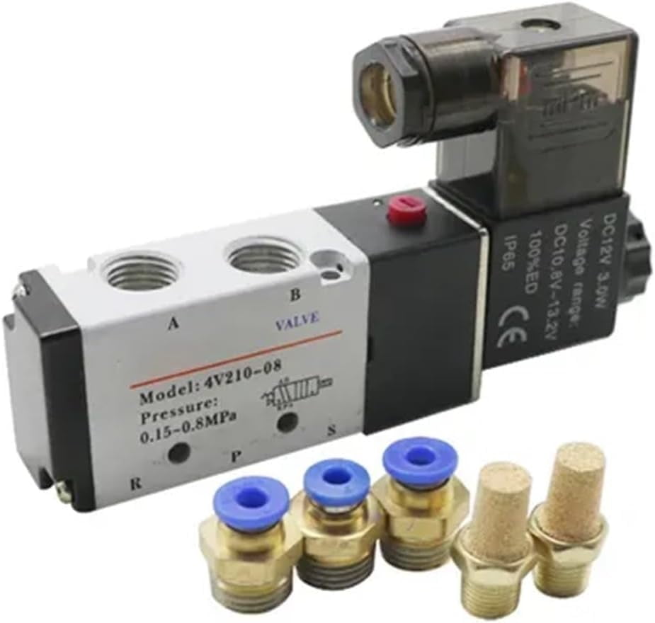 Pneumatic Electric Solenoid Valve 5 Way 2 Position Control Air Gas Magnetic Valve 12V 24V 220V ...