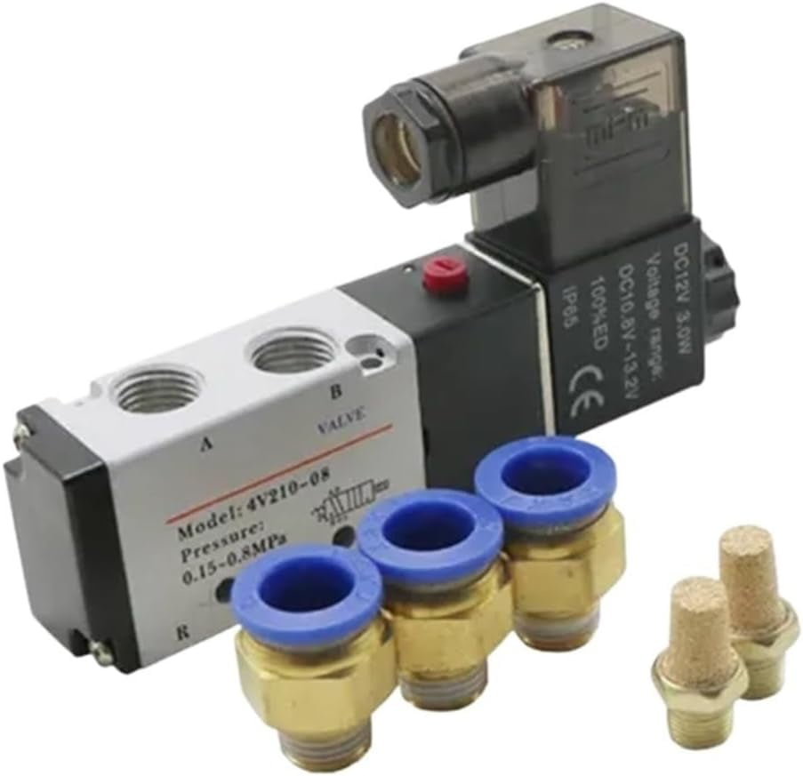 Pneumatic Electric Solenoid Valve 5 Way 2 Position Control Air Gas Magnetic Valve 12V 24V 220V ...