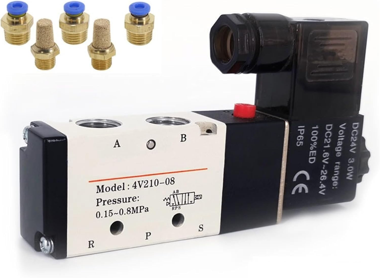 Pneumatic Electric Solenoid Valve 5 Way 2 Position Control Air Gas Magnetic Valve 12V 24V 220V ...