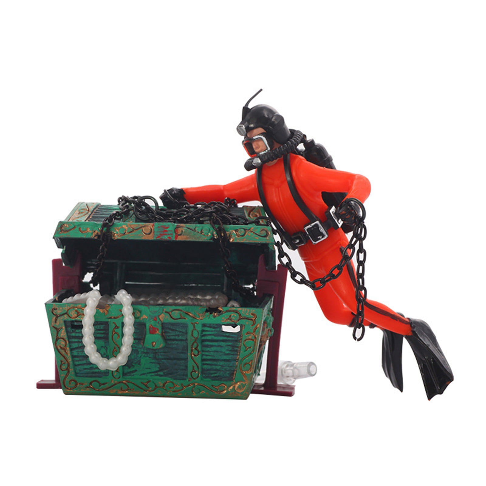 Pneumatic Fish Tank Decoration, Diver With Treasure Chest Design For ...