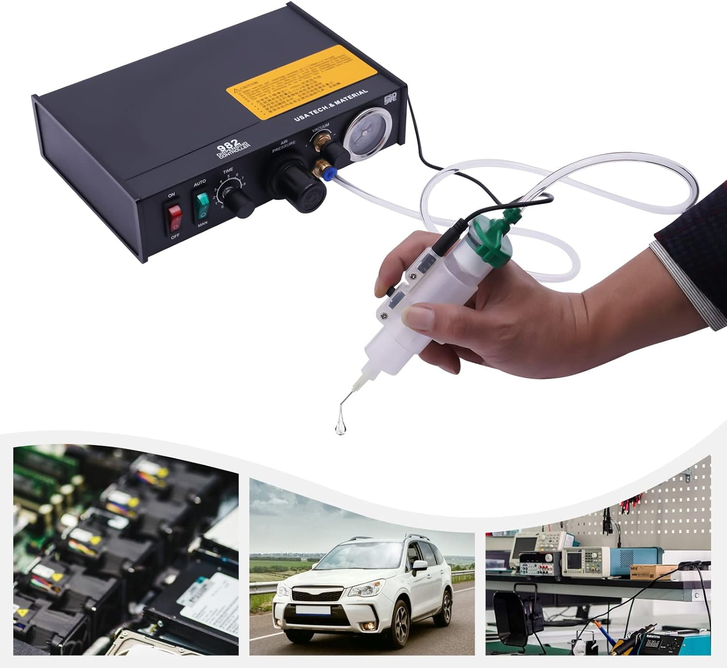 Pneumatic Glue Dispenser Machine，110V AC, 60Hz Solder Paste Controller ...