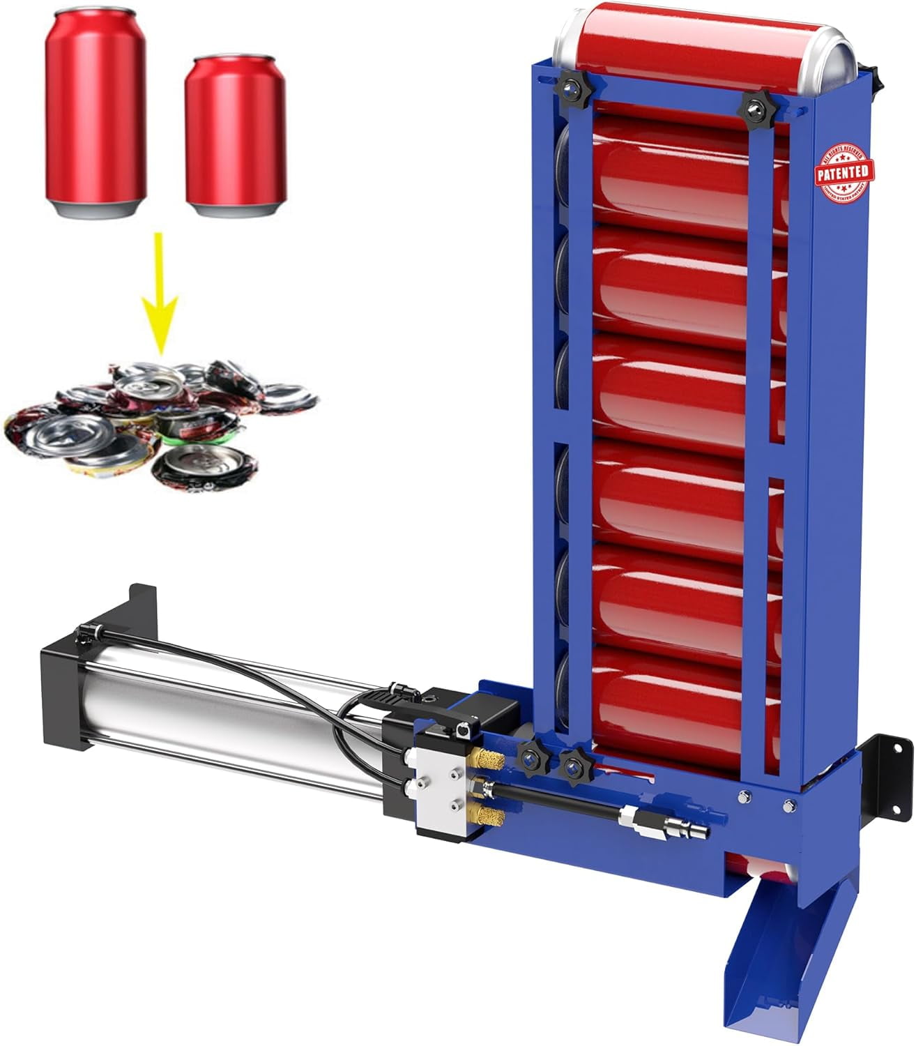 Pneumatic Heavy Duty Can Crusher with Hopper, Wall Mounted Air Power ...