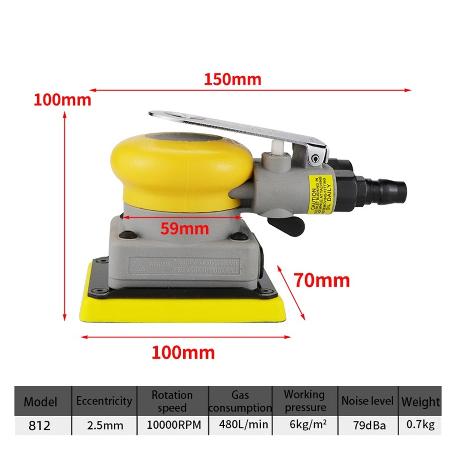 Pneumatic Orbital Rectangular Sander Square Air Sander Pad Grinder ...