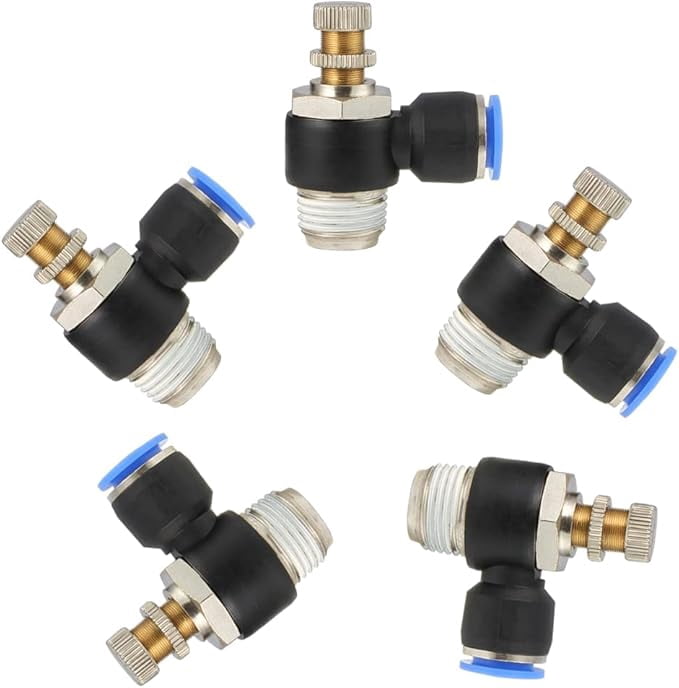 Pneumatic Push to Connect Air Flow Control Valve, 6mm Tube OD x 1/4 ...