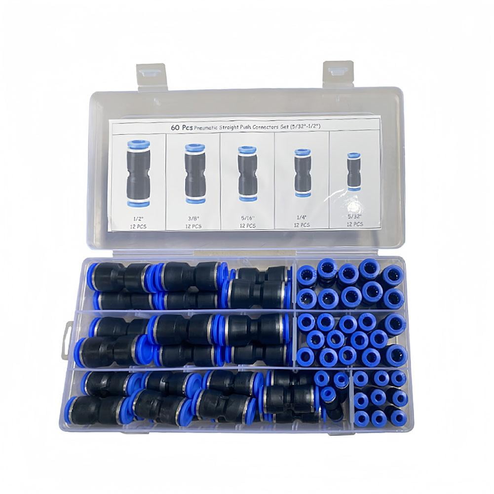 Pneumatic Quick Connector, 60PCS Straight Pneumatic Fittings, 5/32",1/4 ...