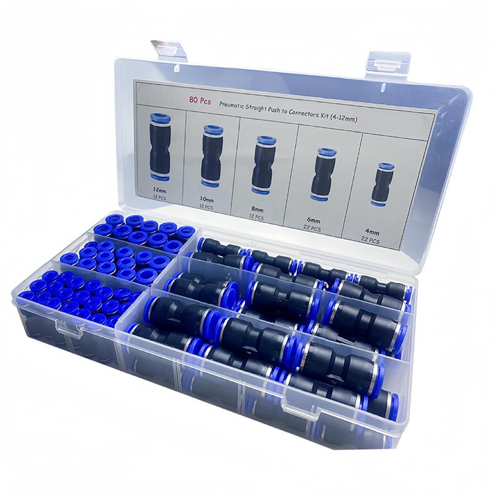 Pneumatic Quick Connector, 60PCS Straight Pneumatic Fittings, 5/32",1/4 ...