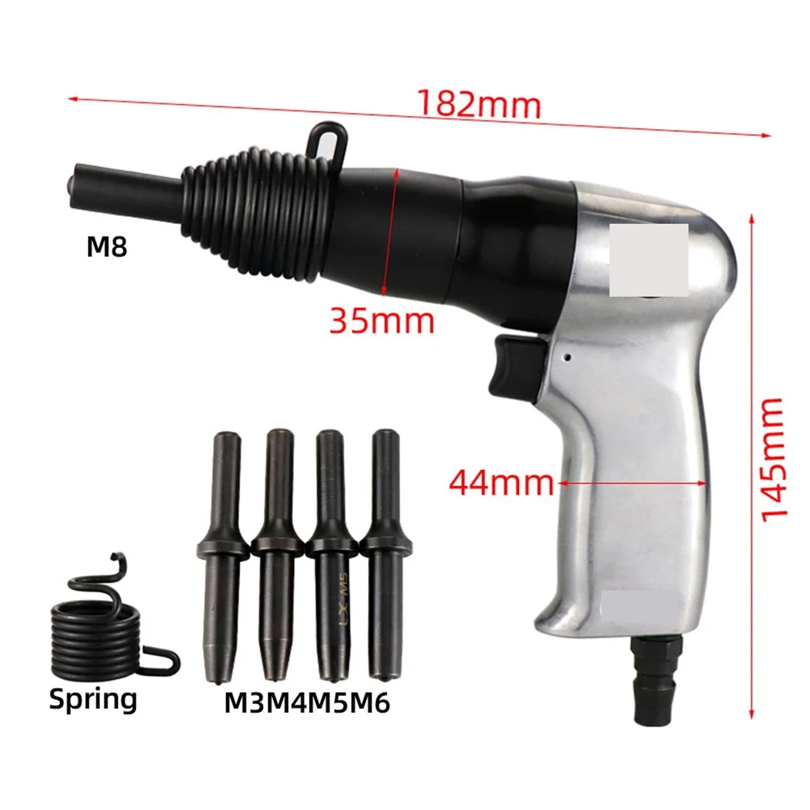 Pneumatic Rivet Gun Air Hammer Metal Handle Nailing Machine Solid Semi ...