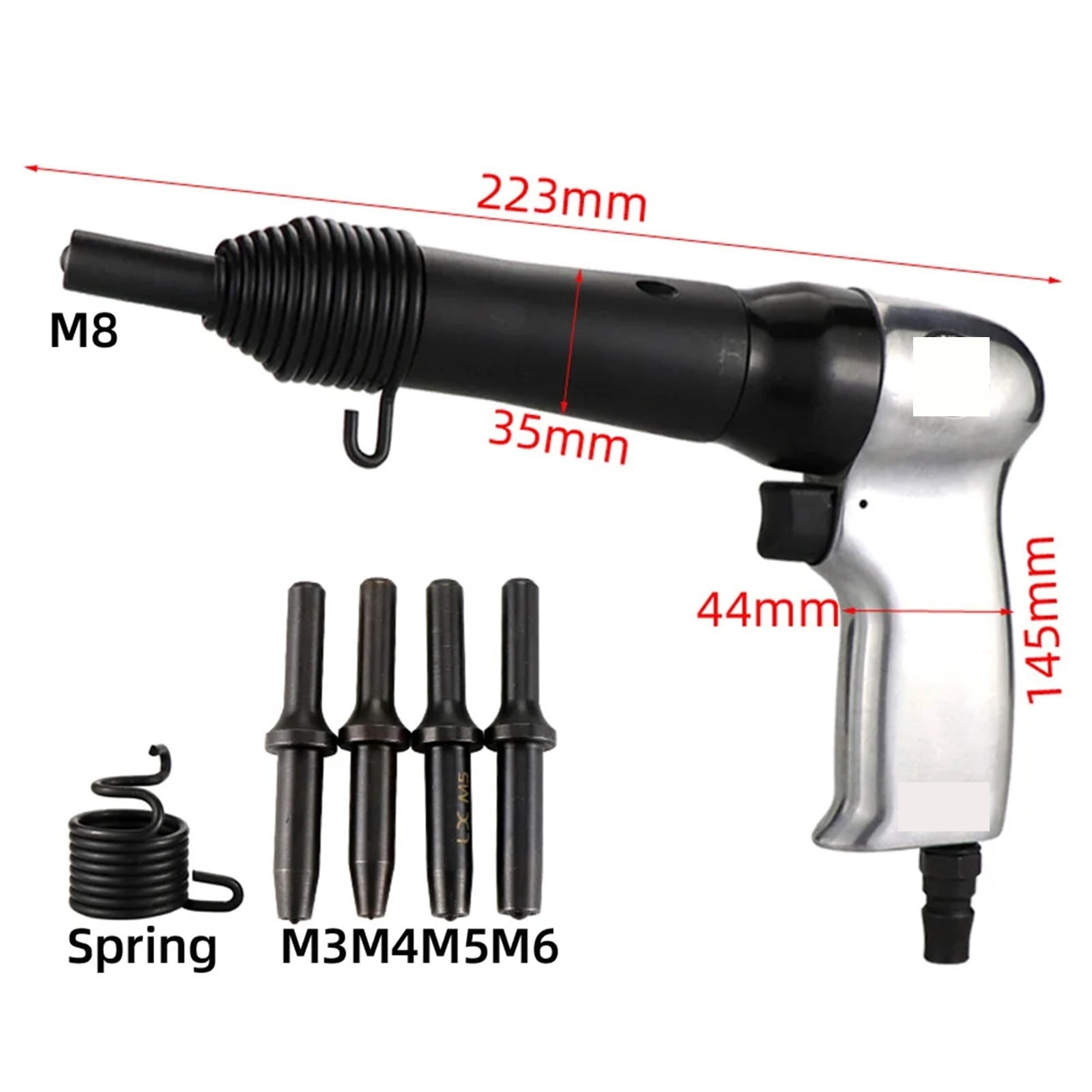 Pneumatic Rivet Gun Air Hammer Metal Handle Nailing Machine Solid Semi ...