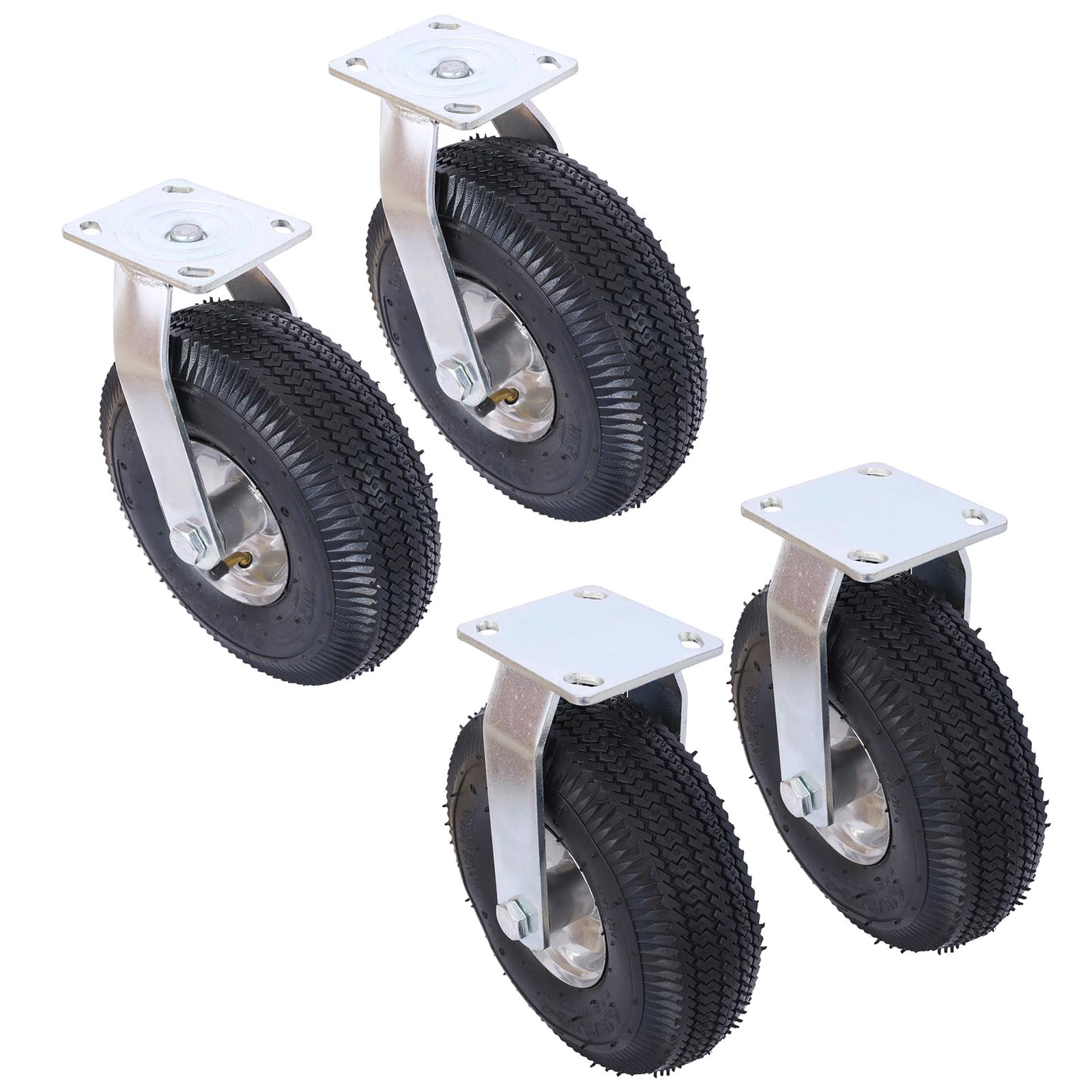 Pneumatic Tire Set Black 10-Inch Caster, Swivel & Fixed Load Capacity ...