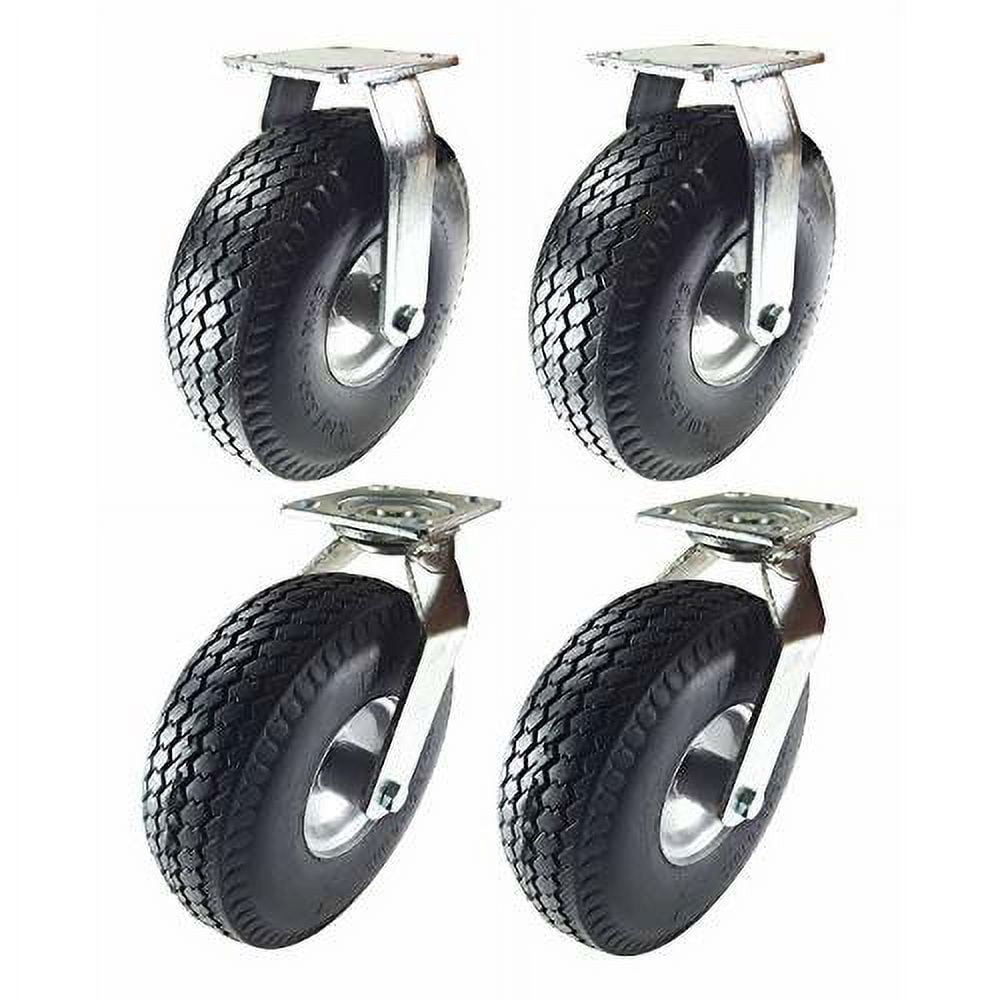 Pneumatic Wheel Caster 10" x 3-1/2" Rigid Swivels with Brake (Foam-Flat ...