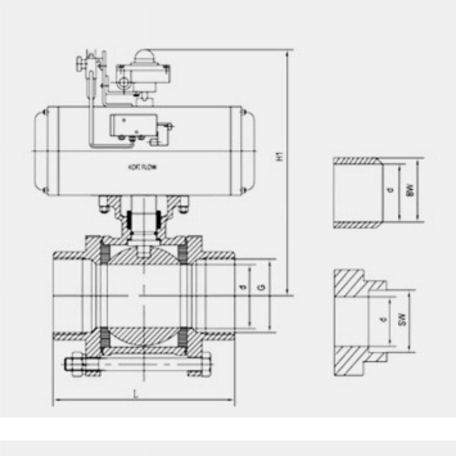 Pneumatic ball valve 304/316 stainless steel female thread ball valve two-piece type DN15-DN50 ...