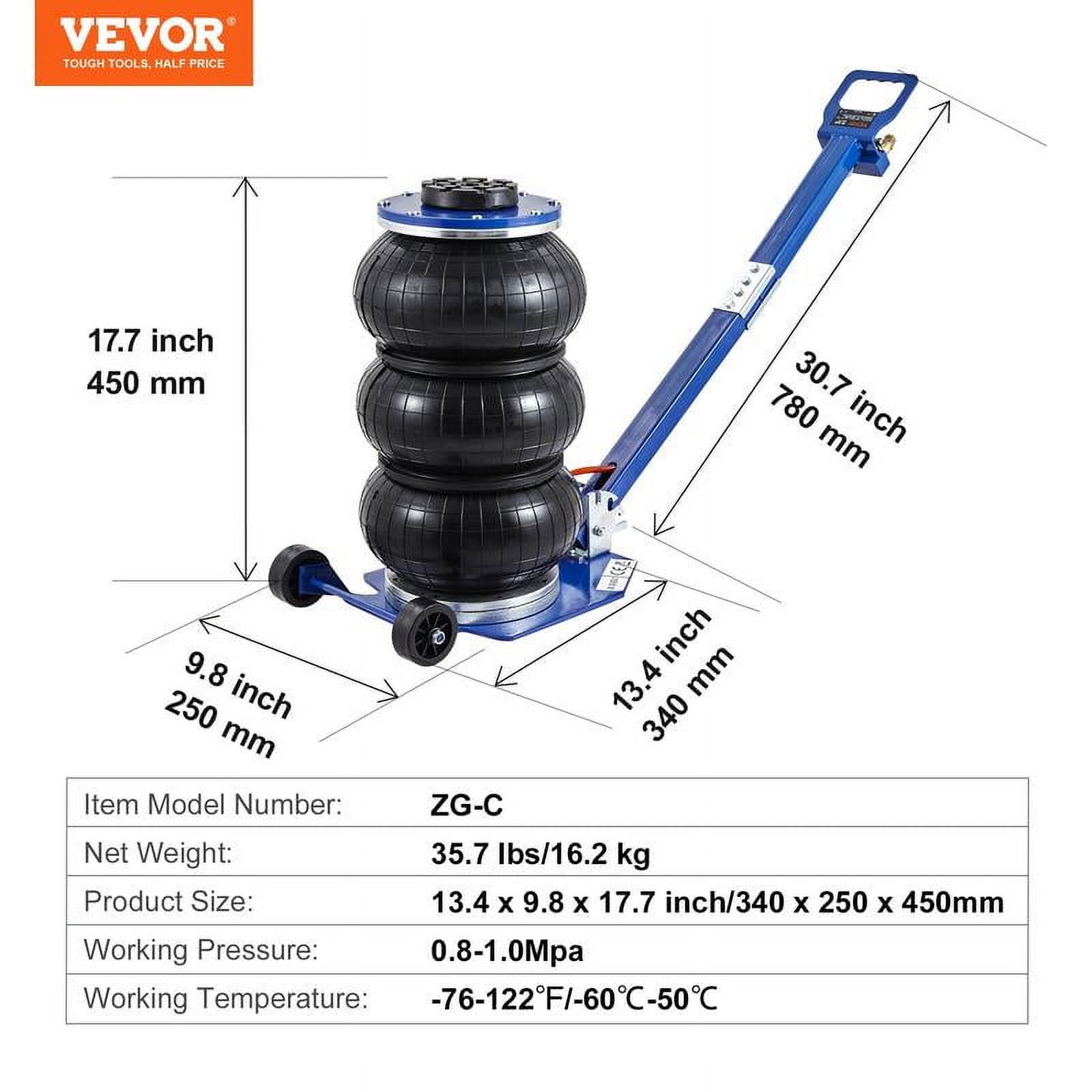 Pneumatic jack with adjustable handle, maximum load capacity 5 tons ...