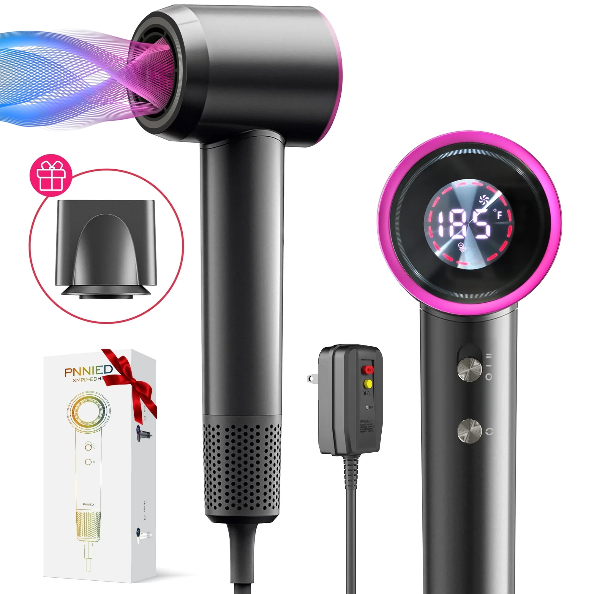 Pnnied Hair Dryer, High-Speed 110,000 RPM Blow Ionic Dryer with ...