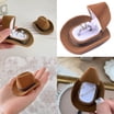 Ozmmyan Creative Cowboy Hat Shape Rings Box Velvet Brown Jewelry ...