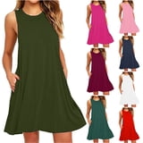 Pntutb Dresses Summer Sundress for Women 2025 Party Dress O Neck Casual ...