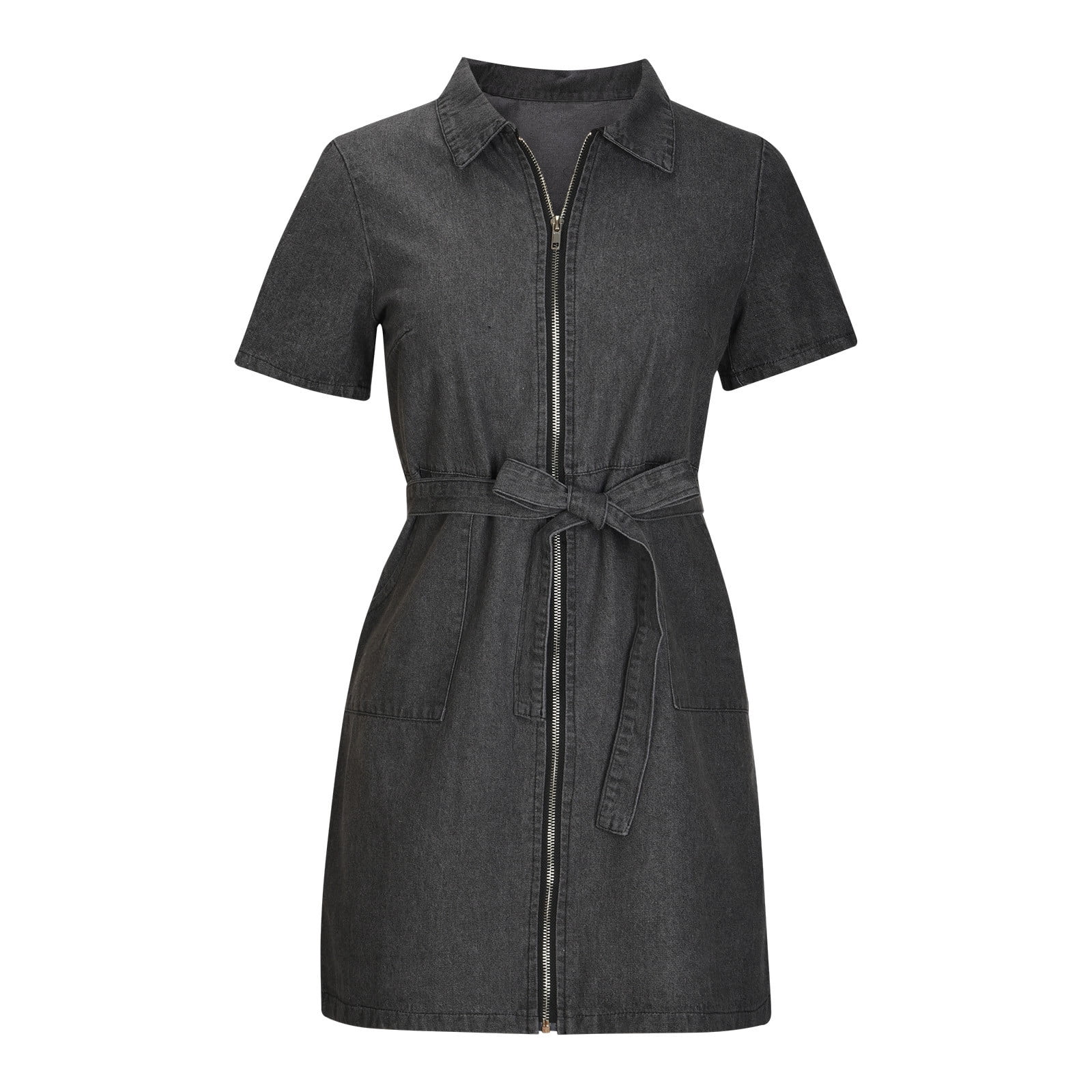 Patlollav Womens Summer Fashion Lace Up Waist Short Sleeve Zipper Sexy ...