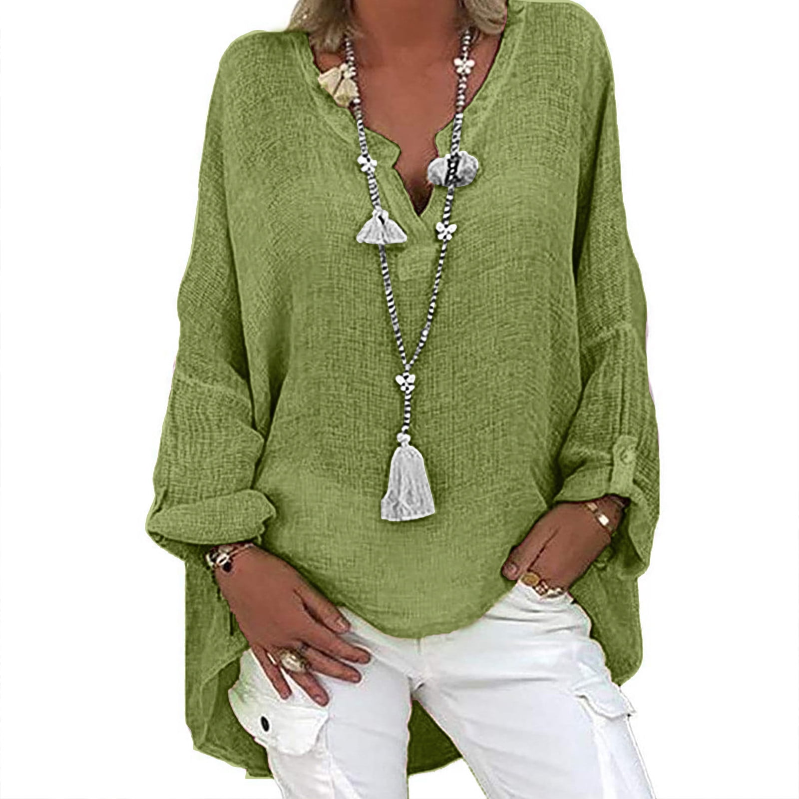 Pntutb Womens Clearance Plus Size Womens Casual Long Sleeve Solid