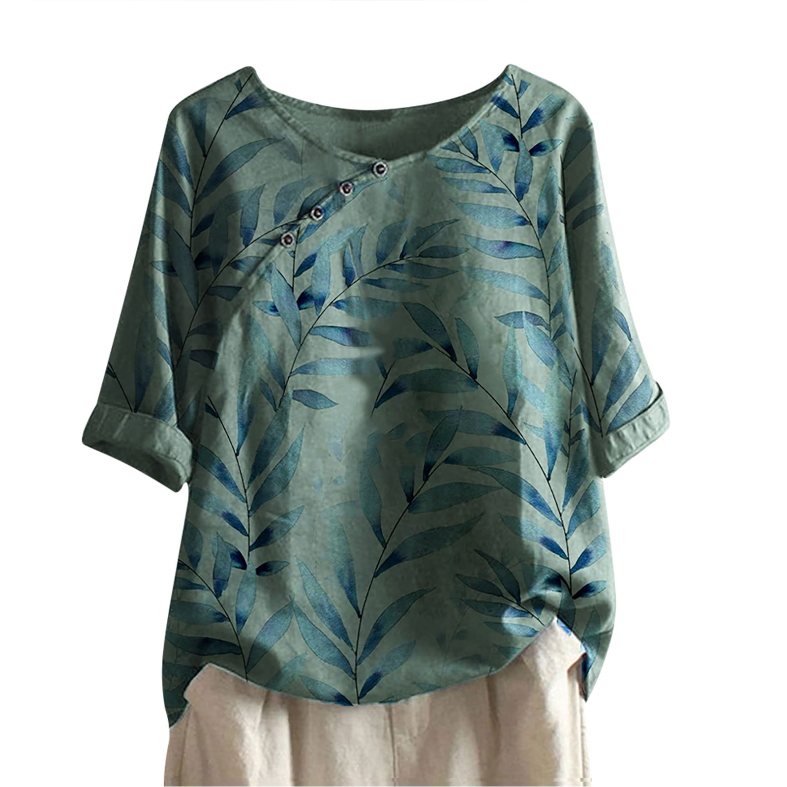 Pntutb Womens Clearance Womens Summer Round O Neck Short Sleeve Flower