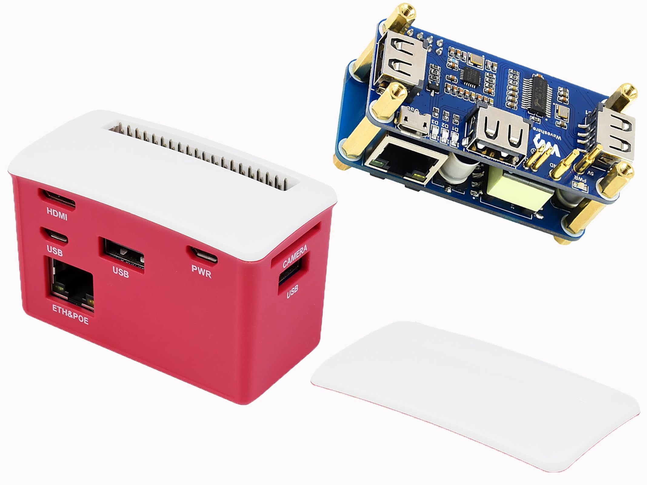 PoE Ethernet/USB HUB HAT SSF20 Board with ABS Case Box for Raspberry Pi ...
