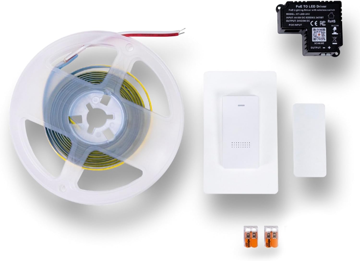 - PoE Lighting Plug and Play Kit with 24V LED Driver, 4000K LED Strip Light (2m), Wireless Light ...