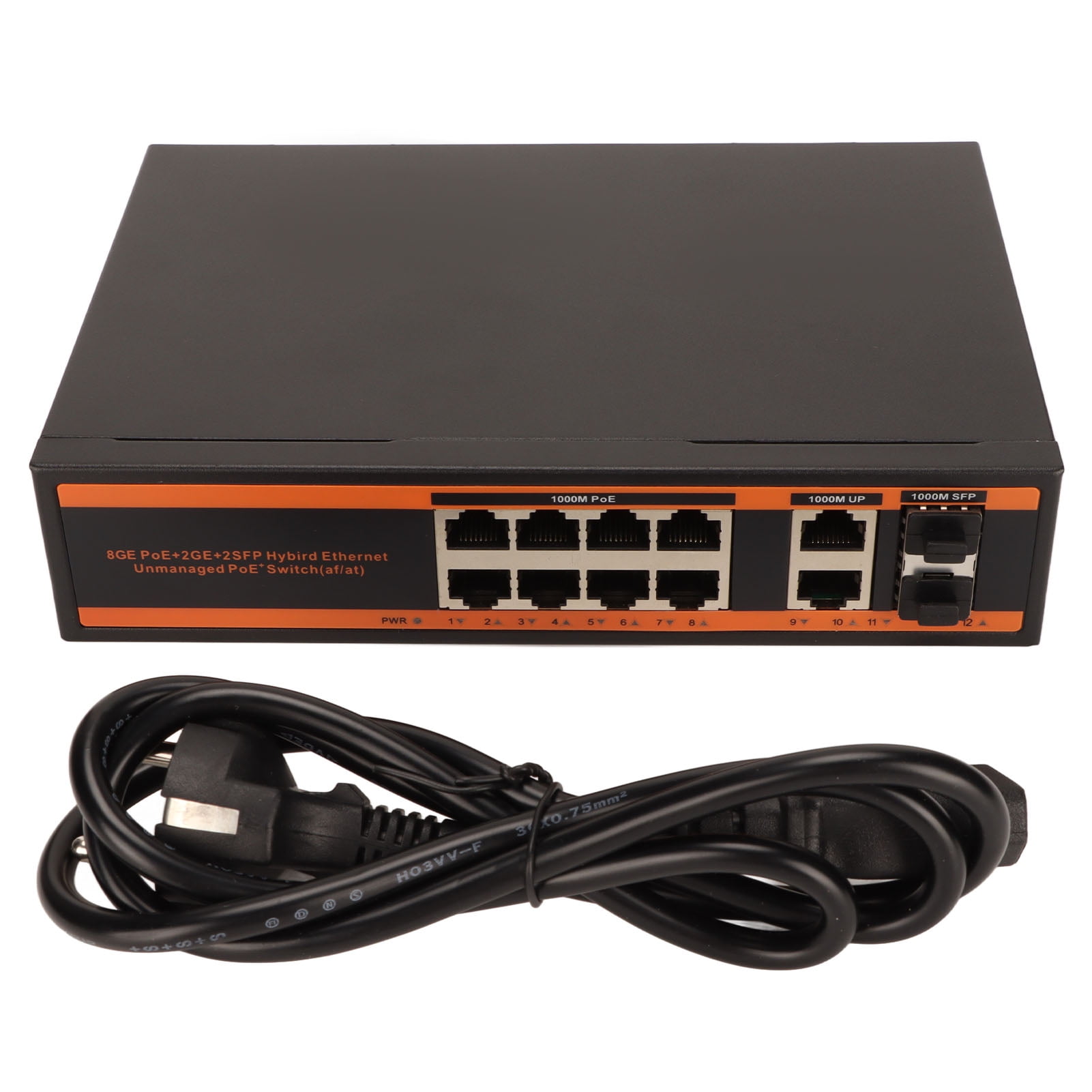 PoE Switch 10 Port 52V 150W Plug and Play Desktop 1000M Full Gigabit ...