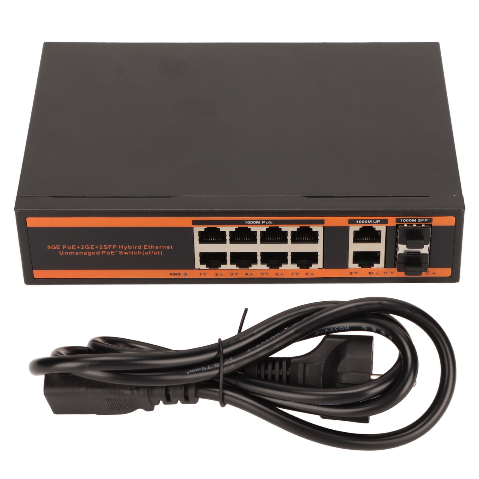 PoE Switch 8x1000M PoE 2x1000M Uplink 2x1000M SFP Fanless AI PD ...