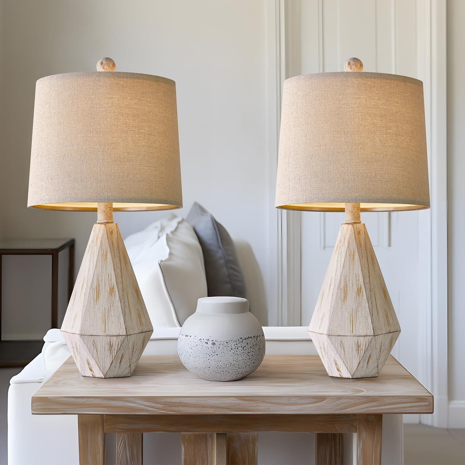 PoKat 20.25" Rustic Table Lamp Set of 2 for Bedroom Living Room Vintage ...